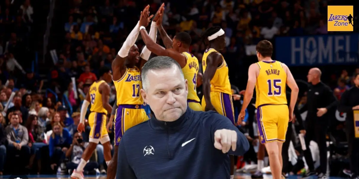 Denver Nuggets head coach Michael Malone slaps the Lakers with a ...